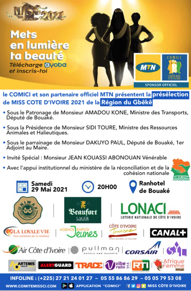 Présélection Miss CI 2021 de la Région du Gbêkê - afriquefemme.com